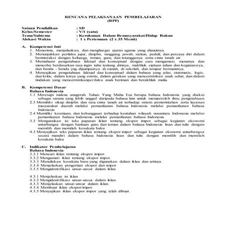 RPP Tematik Kelas V Tema 3 ST 1 | DOCX