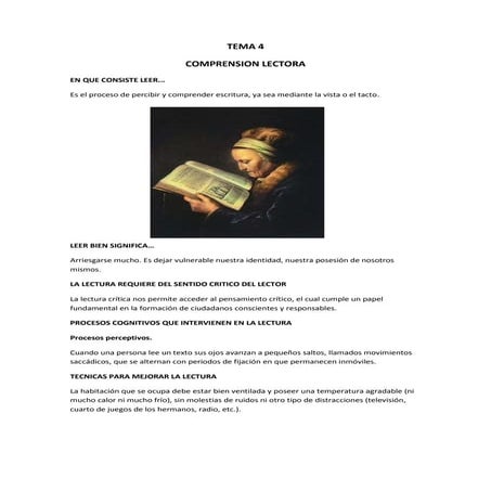 Tema 4 COMPRENSION LECTORA | DOCX