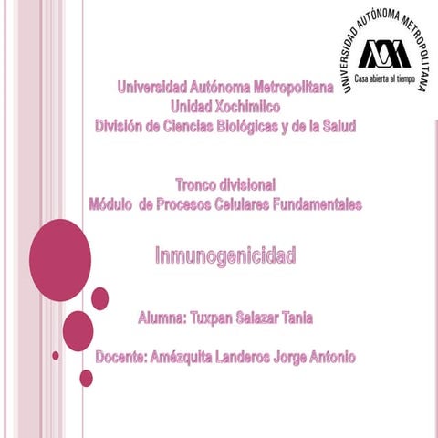 Tema44 inmunogenicidad | PPTX
