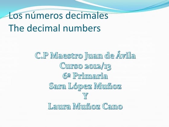Tema 6 los numeros decimales | PPTX
