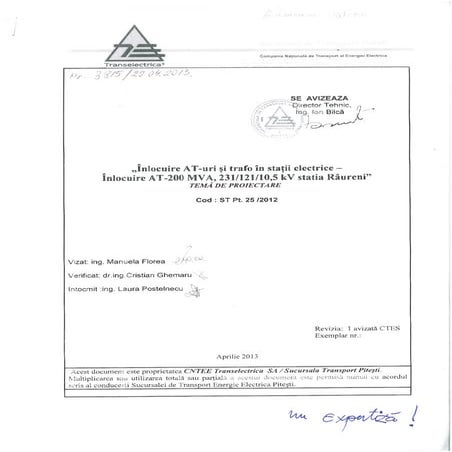 Tema de proiectare statia arefu | PDF