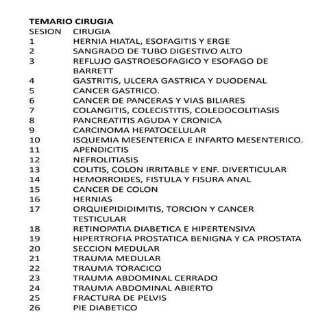 Temario cirugia enarm cmn sglo xxi | PDF