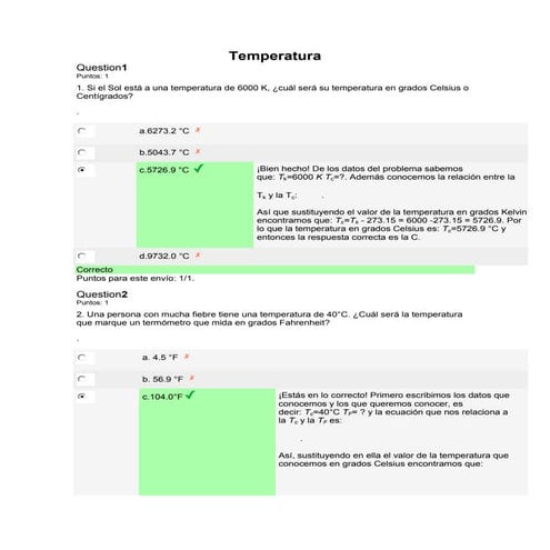 La temperatura | DOCX