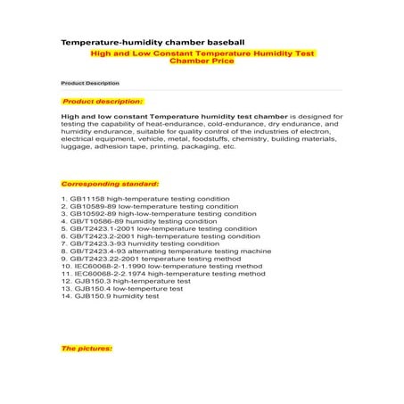 Humidity chamber working principle and Specification | PDF