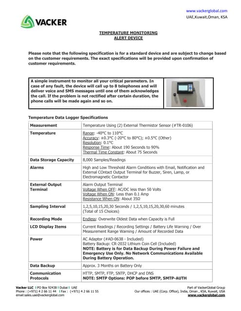 Data Center Temperature Monitoring Sensor Pdf