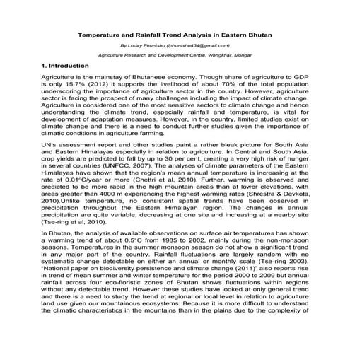 Temperature and rainfall trend analysis in eastern bhutan | PDF