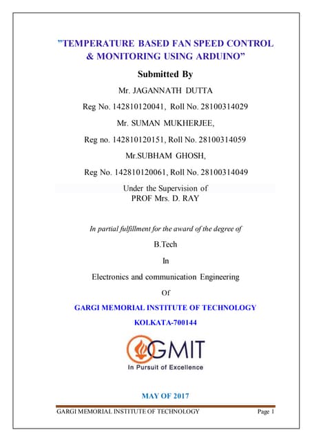 Temperature Controlled Fan Project | PDF