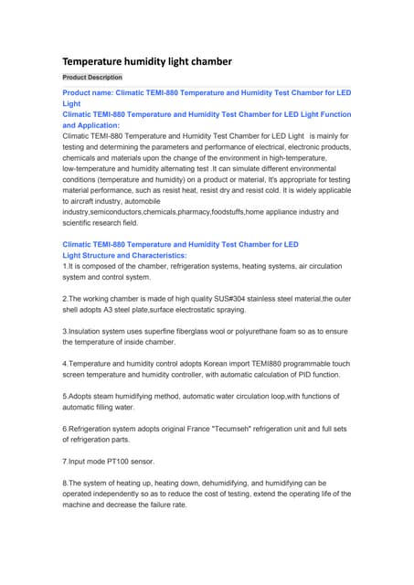 Temperature & Humidity Control Chamber | PPT | Home Appliances | Home ...