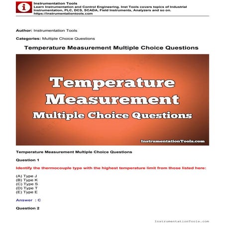Temperature measurement Questions | PDF