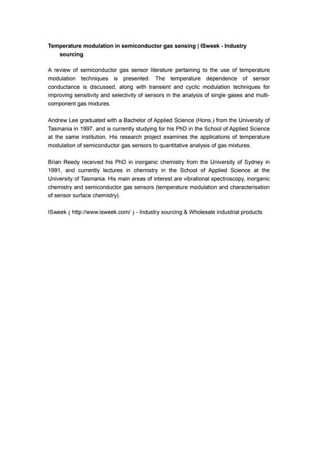 Temperature Modulation In Semiconductor Gas Sensing Pdf