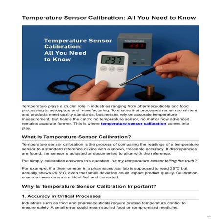 Temperature Sensor Calibration All You Need to Know | PDF