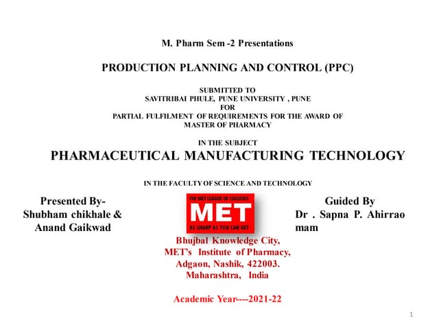 Production planning control ppt | PPTX