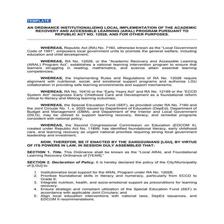 Implementing Guidelines for the ARAL Program | PPTX