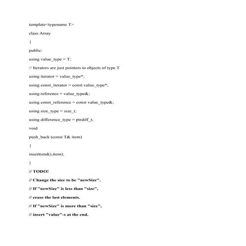 Template Typename T Class Array Public Using Valuetype T It 1pdf 