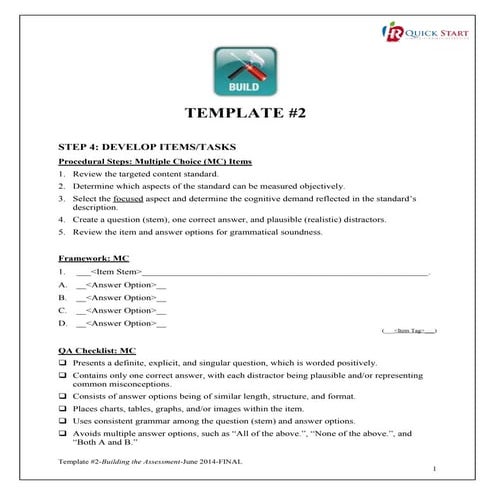 Template #2-Building the Assessment-June 2014-FINAL | PDF