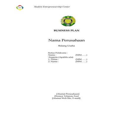 Template business plan 2014 | DOC