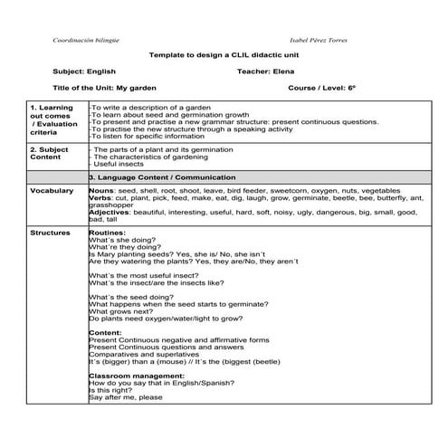 Template clil Unit | DOC