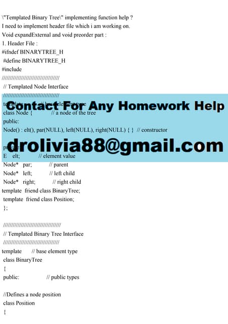 Templated Binary Tree implementing function help I need to im.pdf Templated Binary Tree implementing function help I need to im.pdf