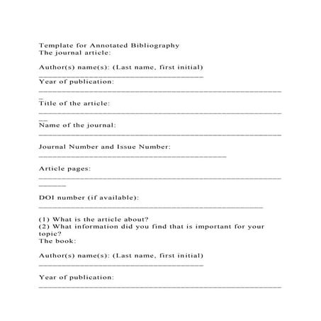 Template for Annotated BibliographyThe journal articleAutho.docx