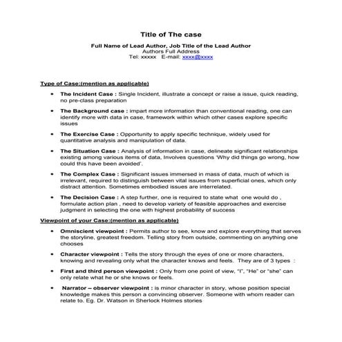 Template for case writing | PDF