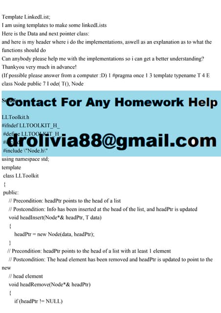 Template Linkedlisti Am Using Templates To Make Some Linkedlistspdf