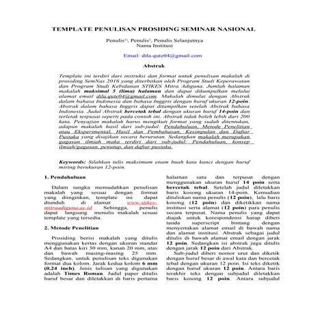Template Penulisan Prosiding Seminar Nasional | DOC