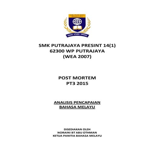 Template post mortem mata pelajaran pt3 2015 | DOCX