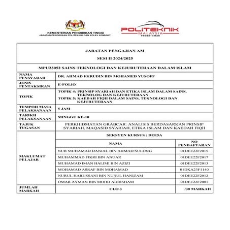 STKi MPU23052 E-FOLIO : PERKHIDMATAN GRABCAR: ANALISIS BERDASARKAN ...