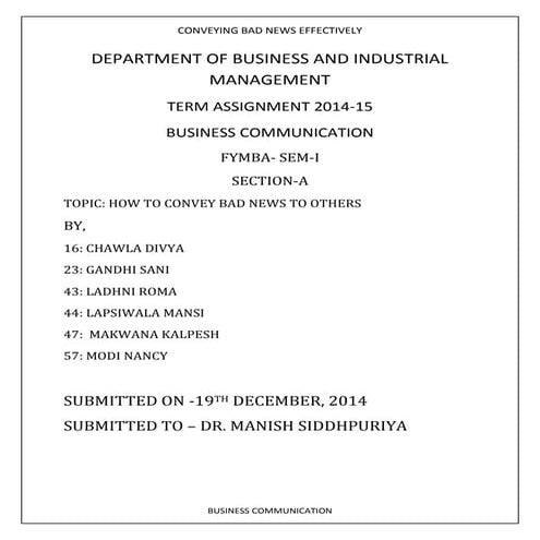 how to convey bad news | DOCX