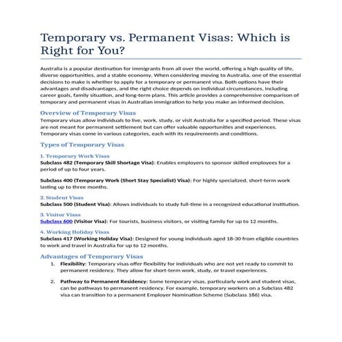 Your Path to Permanent Residency: A Guide to Visa 191 in Australia | DOCX