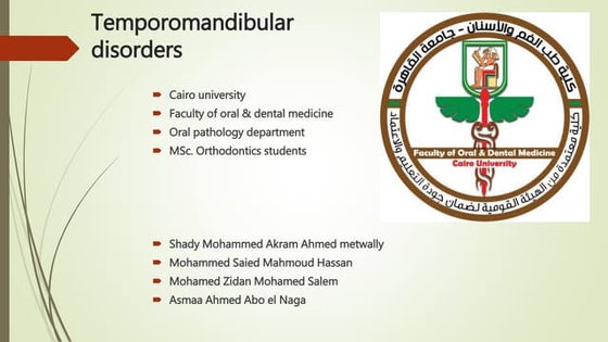 Temporomandibular joint disorder | PPT