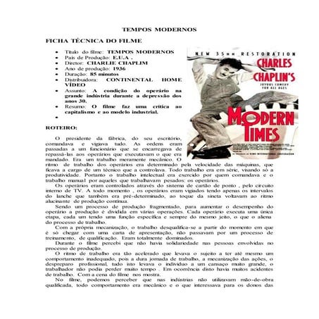 Filme tempos modernos | PPTX