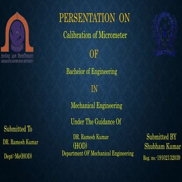 To understand construction of outside micrometer and calculate its ...