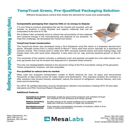 TempTrust Green, Pre-Qualified Packaging Solution | PDF | Logistics ...