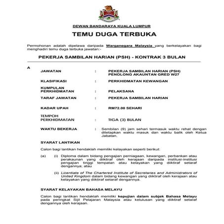 Temuduga Terbuka DBKL APRIL 2014 | PDF