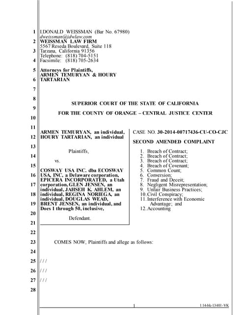 Sample California complaint for unfair business practices | DOC | Legal ...