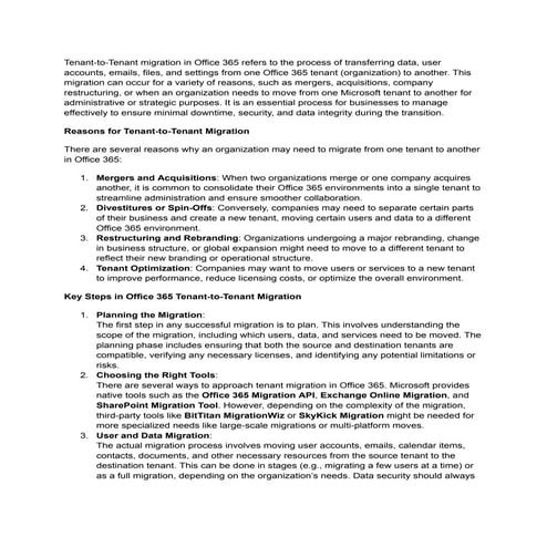 Tenant-to-Tenant Migration in Office 365 Microsoft | PDF