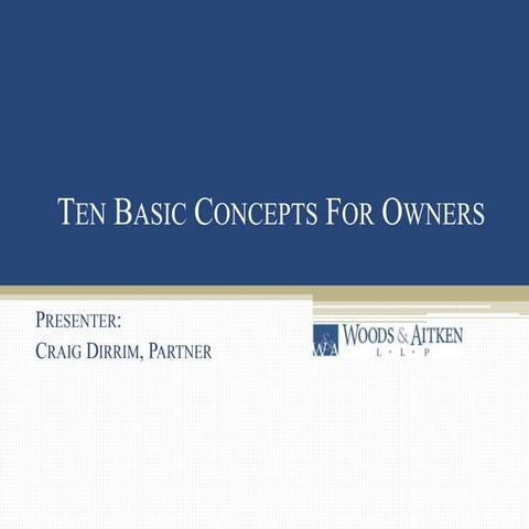 Ten Basic Concepts for Owners | PPTX | Developmental Sites | Real Estate