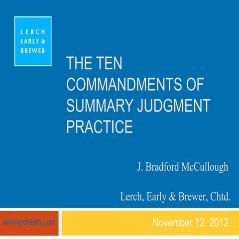 Ten commandments of summary judgment practice | PPT