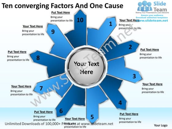 Colorful text boxes demonstrating 7 different factors processs and power point slides | PPT
