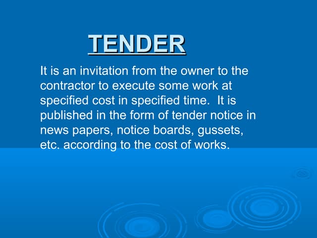 Types of tender and their processing. | PPTX