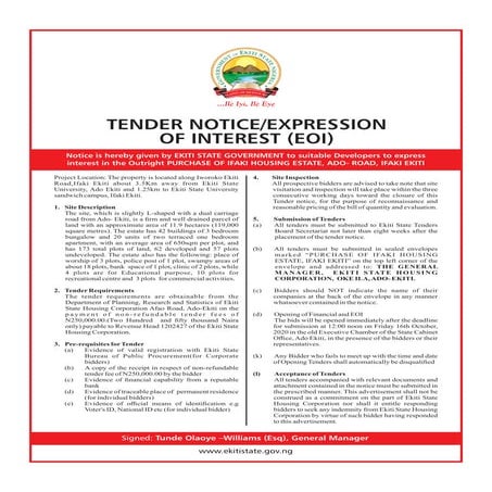 Tender Notice/Expression of Interest (EOI) | PDF