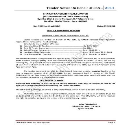 Tender bsnl | DOCX