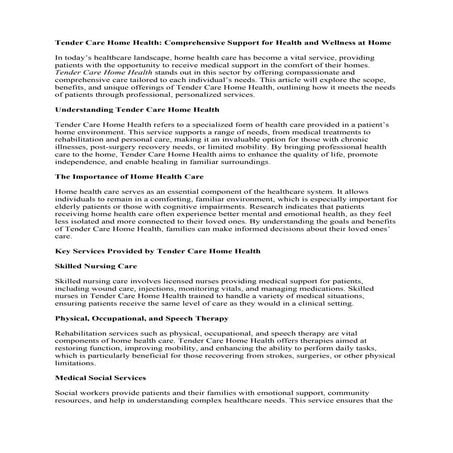 Advanced Home Health Care: Revolutionizing Patient Care at Home | DOCX