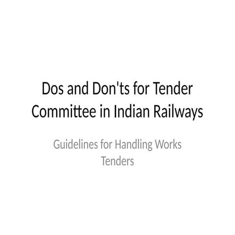Tender_Committee_Dos_and_Donts for benefits | PPTX