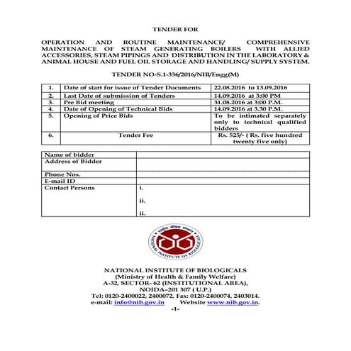 Tender document latest boiler | PDF