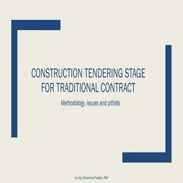 Tendering process for traditional contracts by eng. mohammed fadlalla | PDF