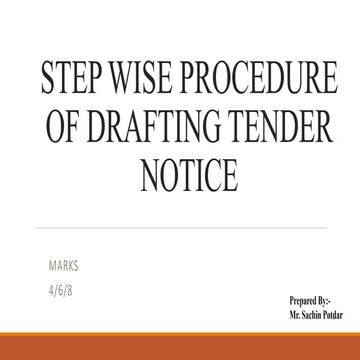 Tender notice Drafting Procedure | PPT