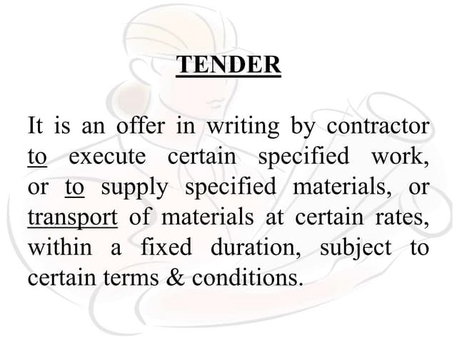 Types of tender and their processing. | PPTX