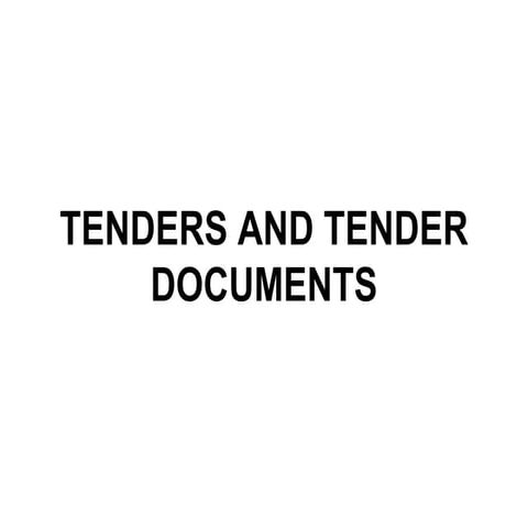Types of tender and their processing. | PPTX